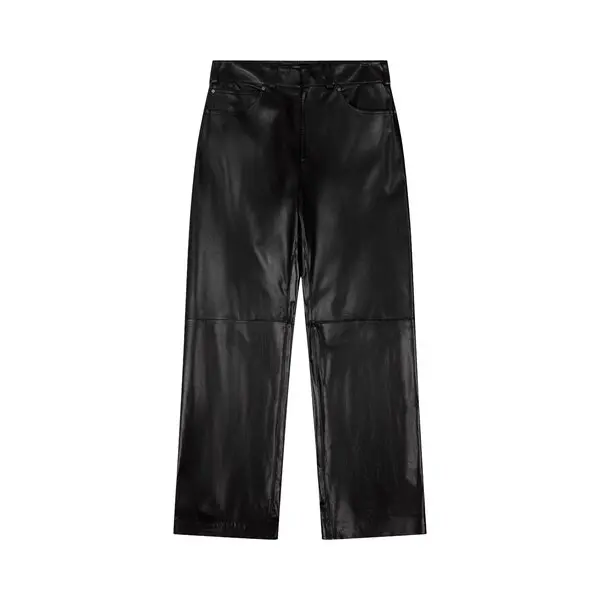 ENTIRE STUDIOS Straight Leg Leather Pants - Black