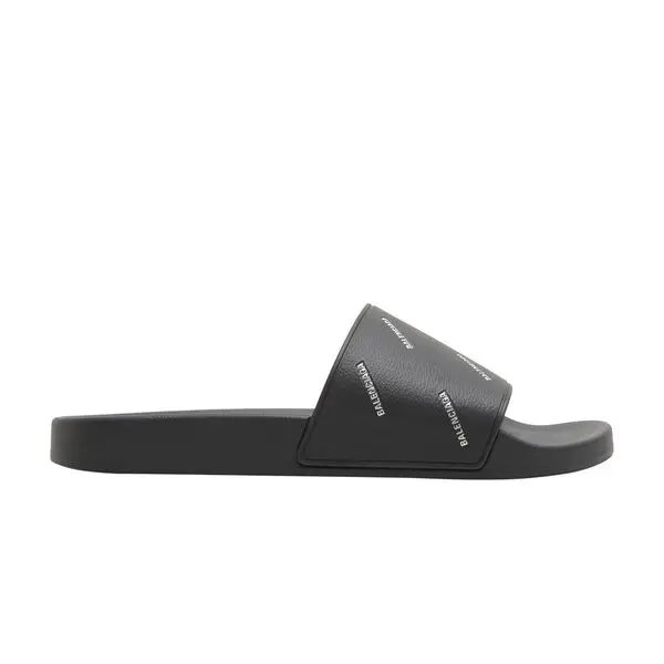 Balenciaga Pool Slides With Logo - Black