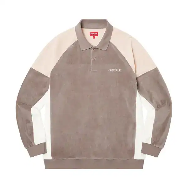 トップス 22AW Paneled Velour Long Sleeve Polo Supreme Paneled Velour Long-Sleeve Polo - Brown | Editorialist