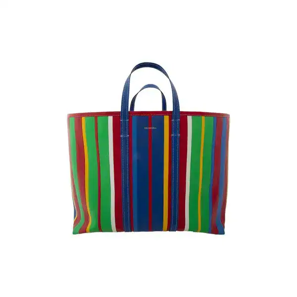 Balenciaga Barbes East-west Striped Tote Bag - Blue | Editorialist