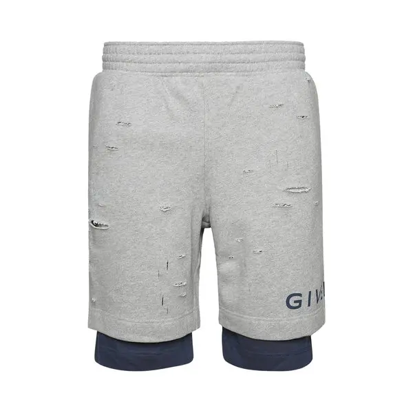 Givenchy Logo Printed Distressed Shorts