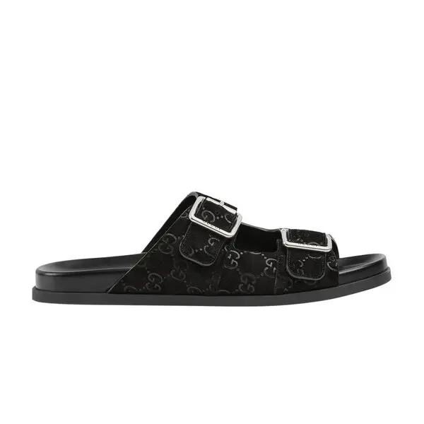 Gucci Suede Gg Slide Sandals