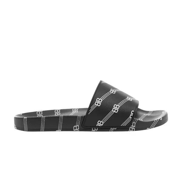 Balenciaga Pool Slides With Allover Logo