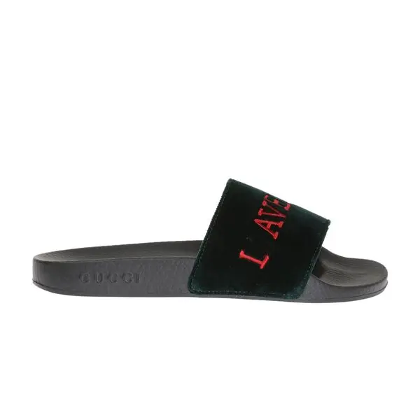 Gucci Velvet 'l'aveugle Par Amour' Slides