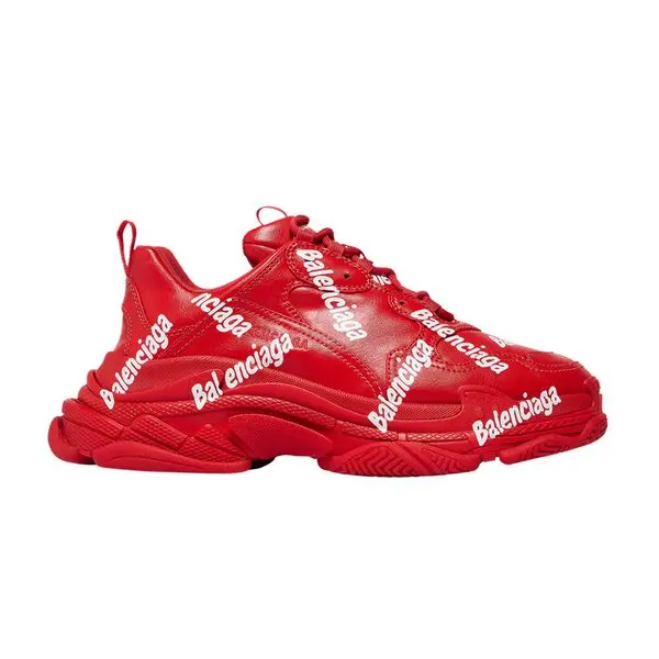 Balenciaga Triple S Allover Logo Sneakers - Red