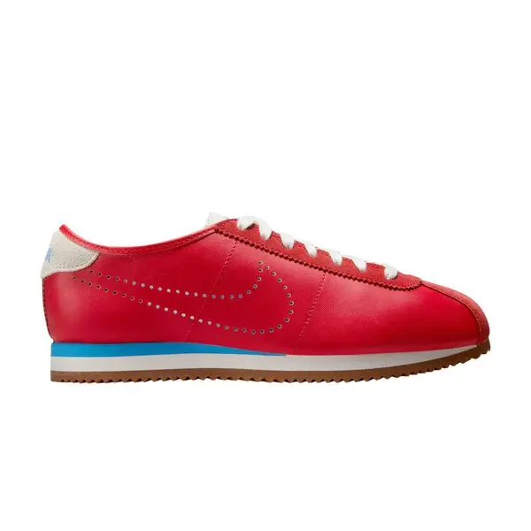 Nike Cortez Leather Sneakers With Perforated Detailing - Red