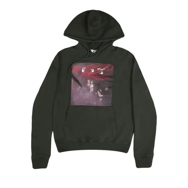 Off-White Sprayed Caravaggio Slim Hoodie - Green