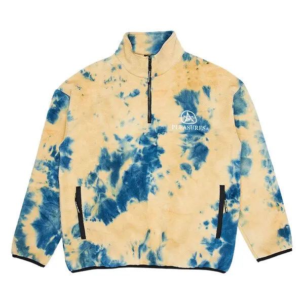 PLEASURES Caffeine Polar Fleece Quarter Zip - Tan
