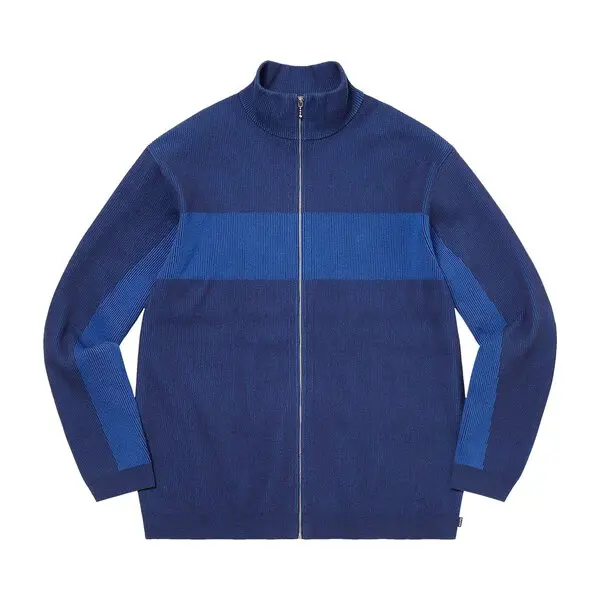 Supreme Two-tone Ribbed Zip-up Sweater - Blue