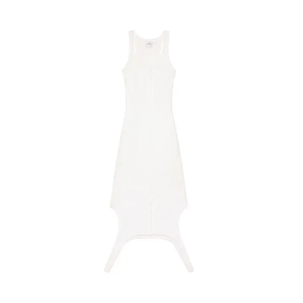 COURREGES Reversed Rib Knit Long Dress - White