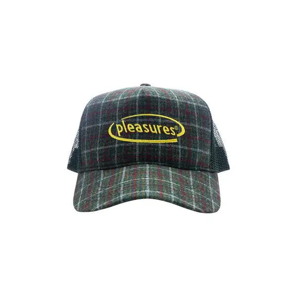 PLEASURES Plaid Trucker Cap - Green