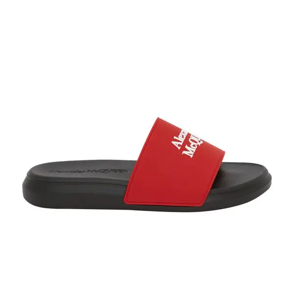 Alexander McQueen Logo Pool Slides - Red