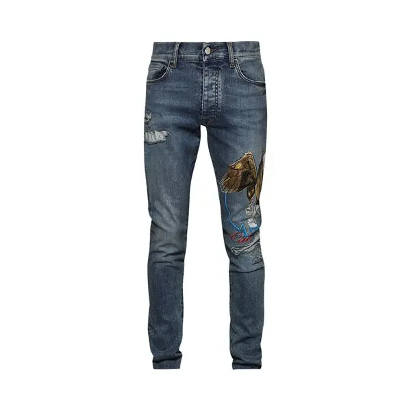 Amiri Printed And Embroidered Skinny Jean