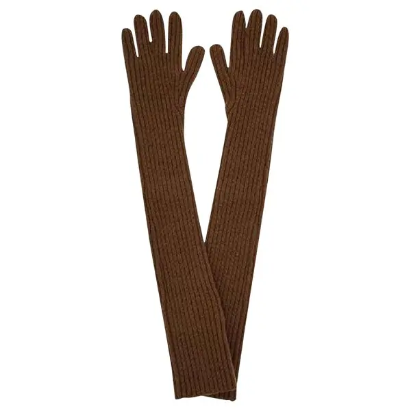 Dries Van Noten Long Wool Gloves - Brown