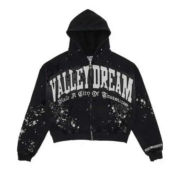 Vale Forever Paint Zip Up Hoodie - Black | Editorialist