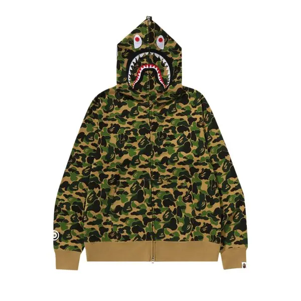 BAPE Abc Camo Separate Shark Full Zip Hoodie - Green