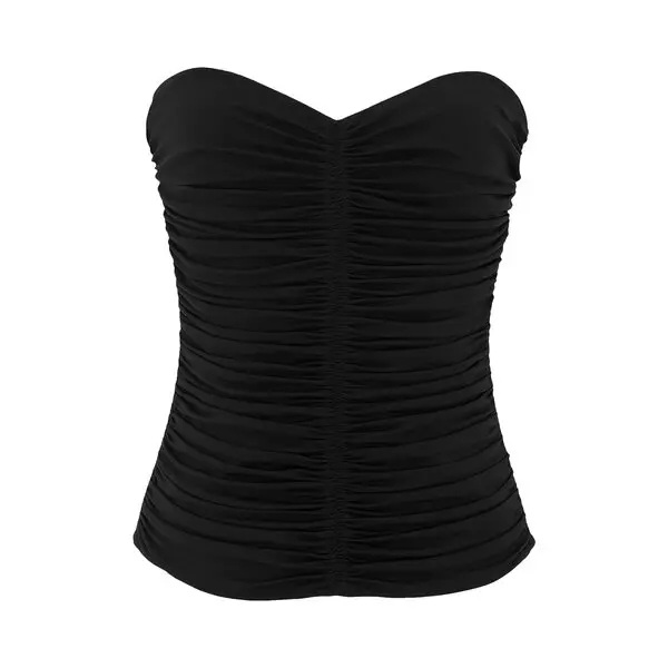 Saint Laurent Ruched Strapless Top - Black