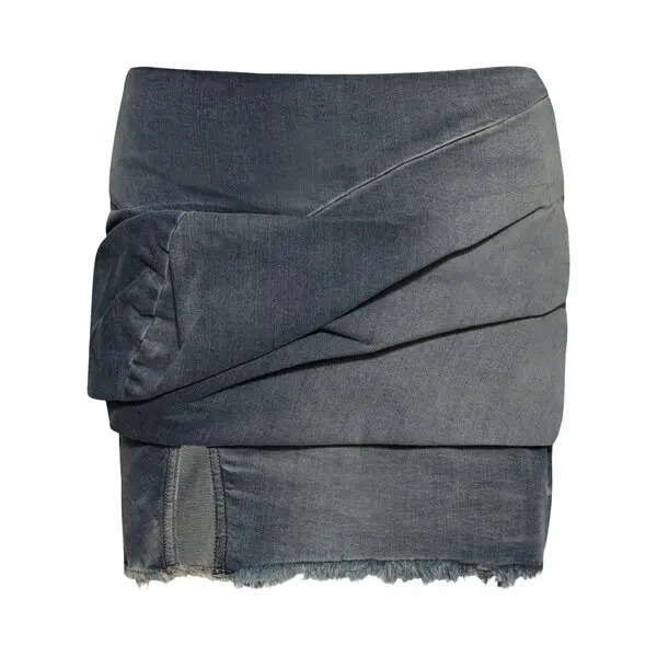 Rick Owens Drape Denim Mini Skirt