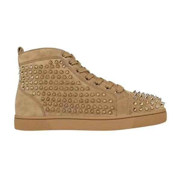 CHRISTIAN LOUBOUTIN Louis Flat Spikes Sneakers - Tan