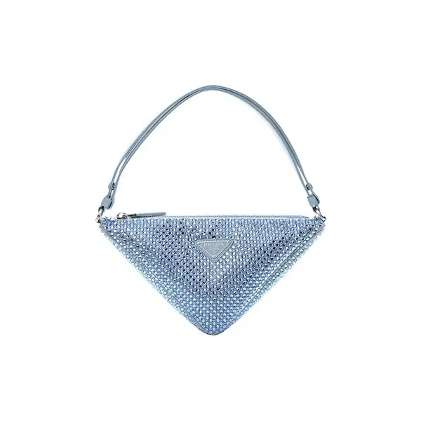 Prada Triangle Crystal-embellished Satin Bag