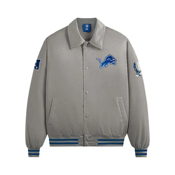 Kith For The Nfl Lions Satin Bomber Jacket - Grey