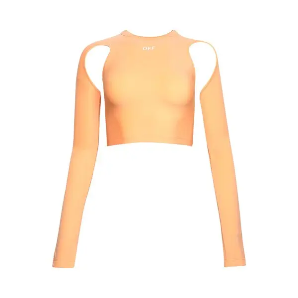 Off-White Sleek Long-sleeve Crop Top - Orange