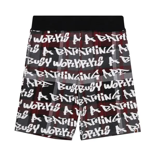 BAPE Graffiti Check Shorts - Black