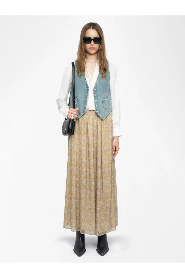Zadig&Voltaire Long Printed Chiffon Skirt - Multicolor / White