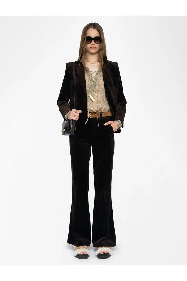 Zadig&Voltaire Prevy Velvet Trousers - Brown / Pink / Yellow