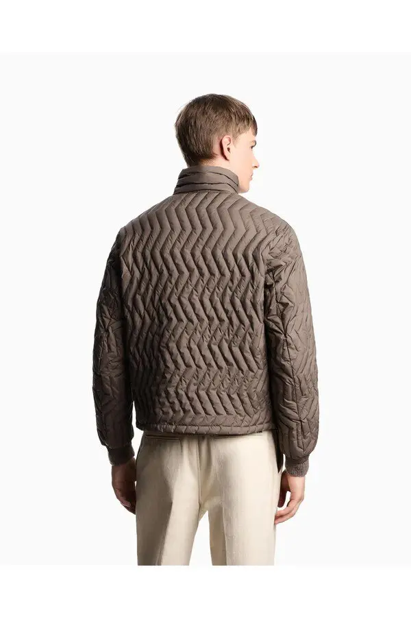 Emporio Armani Chevron Quilted Ripstop Nylon Down Jacket