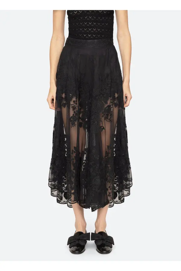 Sea Arielle Lace Flare Trousers - Black