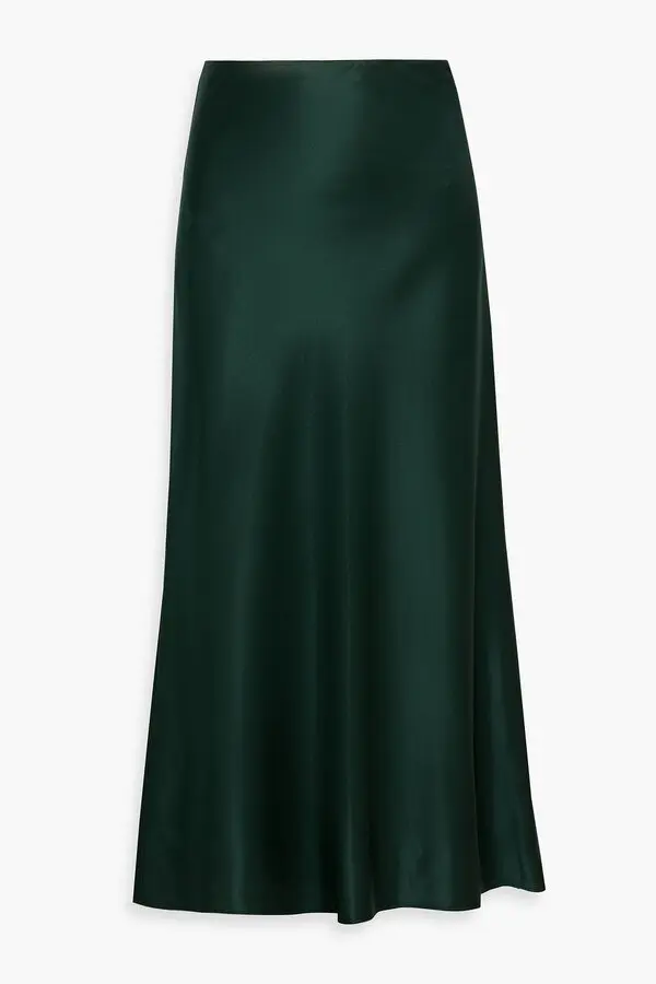 Veronica Beard Clover Silk-blend Satin Midi Skirt - Forest Green