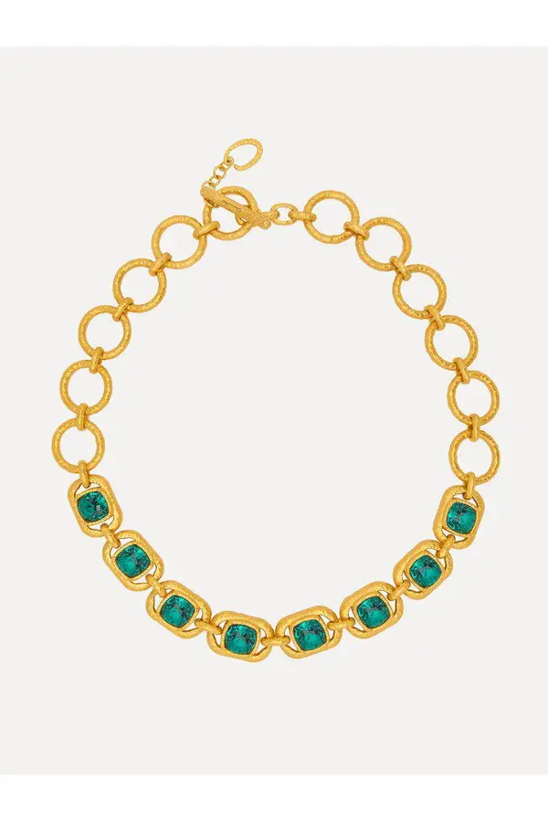 Oscar De La Renta Rectangle Crystal Chain-link Necklace - Gold