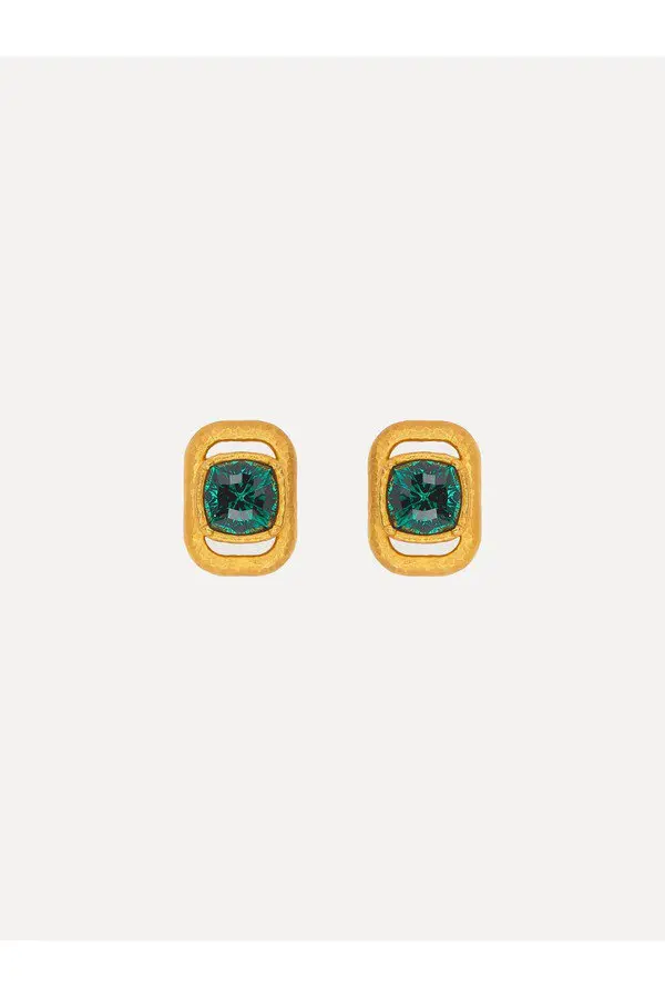Oscar De La Renta Rectangle Crystal Stud Earrings - Natural