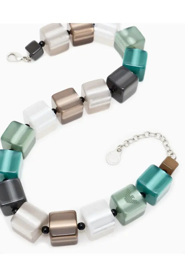 Emporio Armani Necklace With Cubes And Micro Spheres - Grey