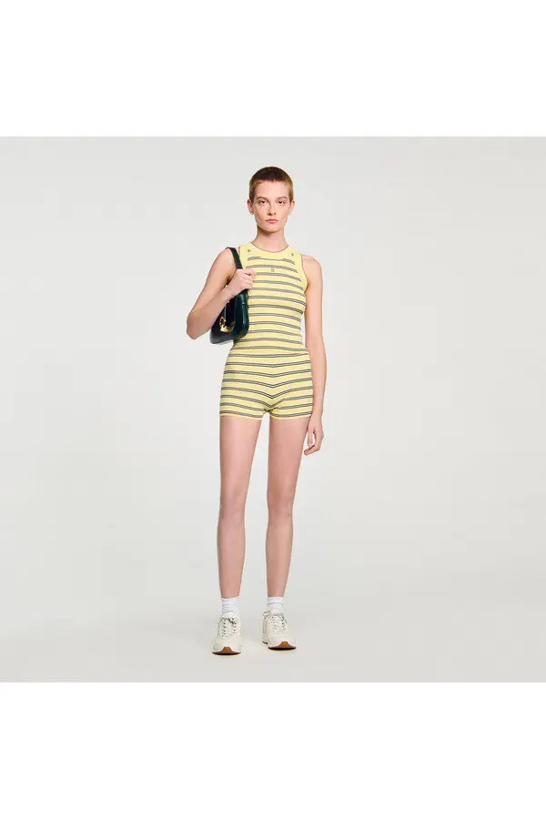 Sandro Striped Knit Vest Top - Yellow