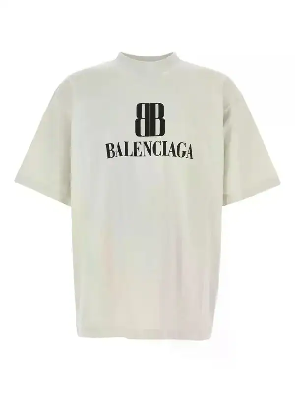 Balenciaga Logo-Print Cotton T-Shirt - White | Editorialist