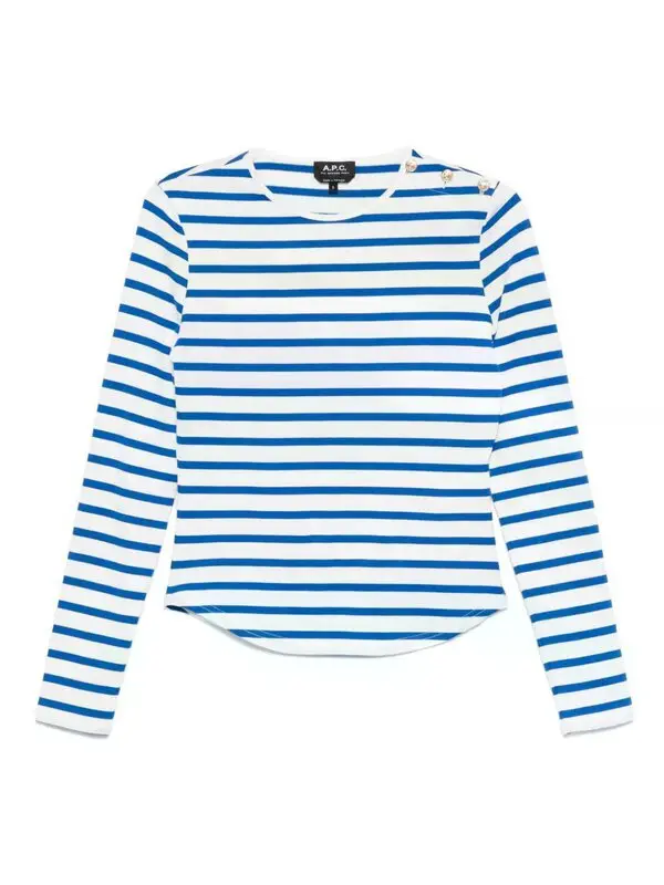 A.p.c. Striped Button-shoulder T-shirt