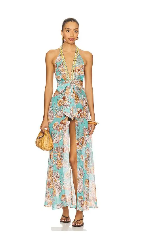 Poupette St Barth Caliz Long Dress In Mint