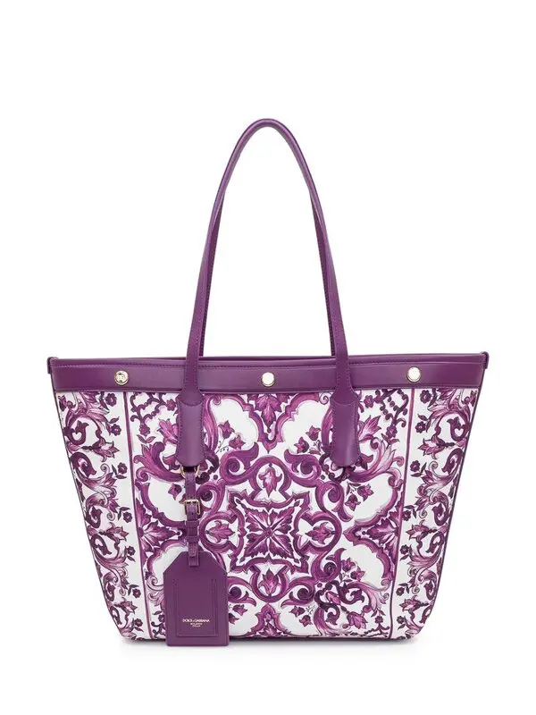 Dolce & Gabbana Majolica Print Canvas Shopper - Purple