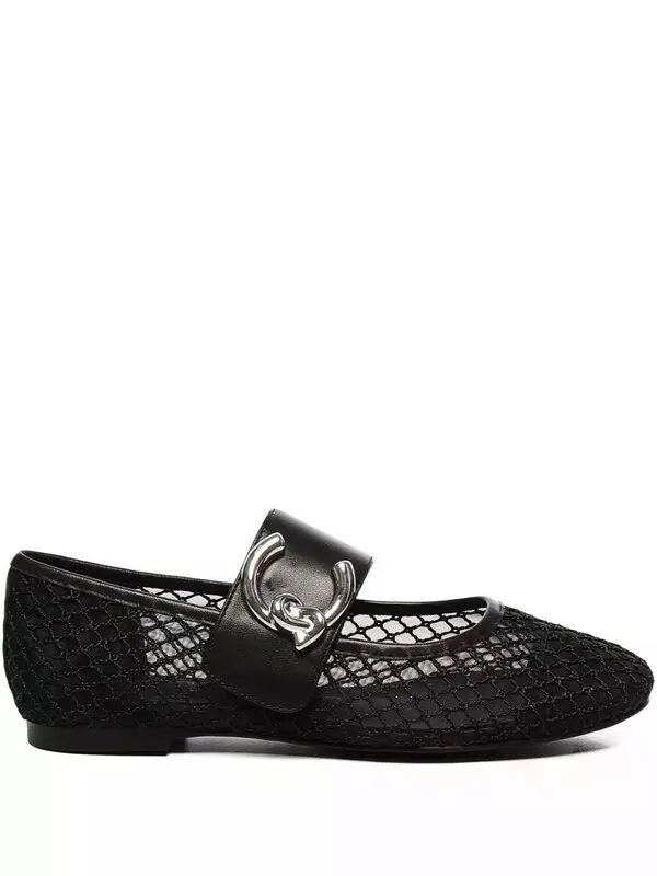 COCCINELLE C-me Leather-buckle Mesh Ballet Flats