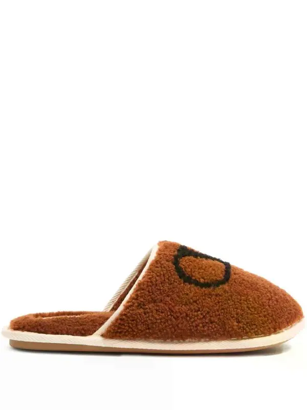 Valentino Garavani Vlogo Signature Wool Slides - Brown