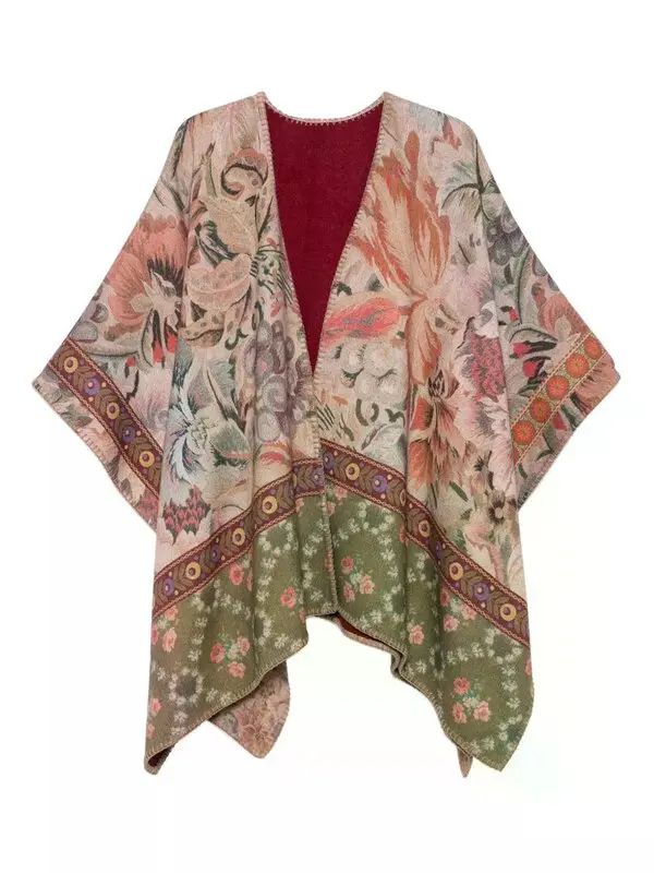 PIERRE-LOUIS MASCIA Floral-patterned Wool Cape - Neutrals