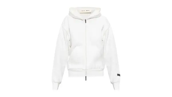 Fear Of God Essentials Logo Patch Zip Up Hoodie