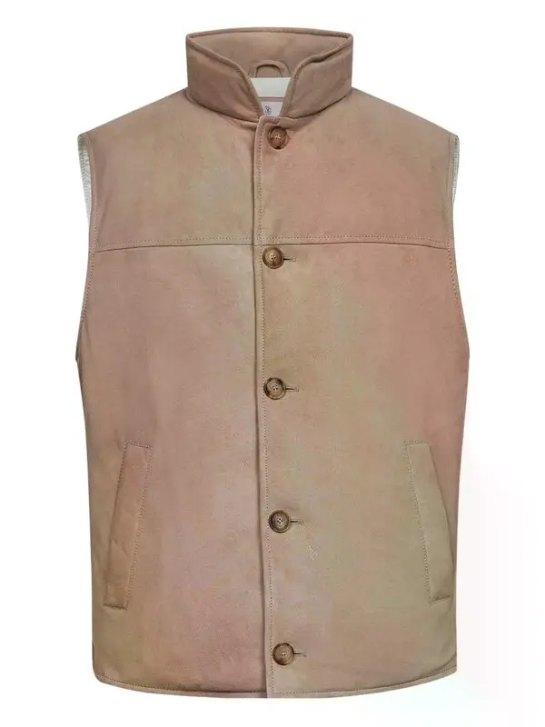 Brunello Cucinelli Horn-button Stand-collar Gilet - Brown