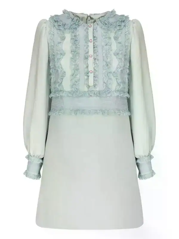 knee length dresses for ladies Valentino Lace Slip Dress in Dusty Blue main image 0