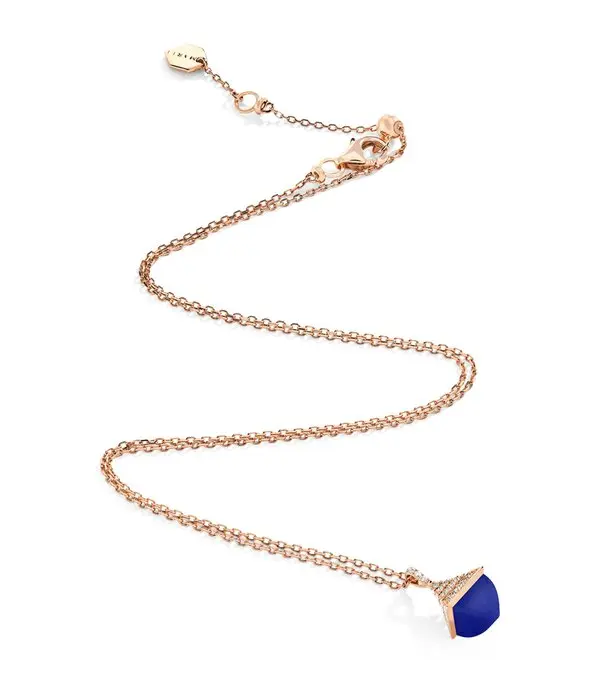 MARLI NEW YORK Mini Diamond And Lapis Lazuli Cleo Rev Pendant Necklace - Rose Gold