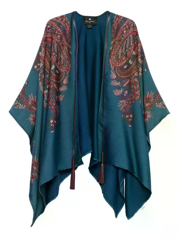 Etro Paisley-print Poncho - Blue