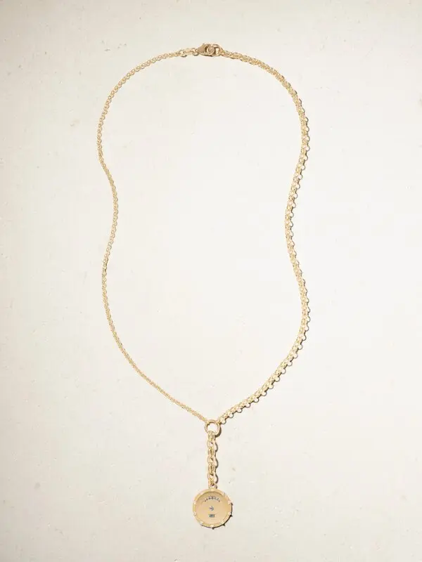FOUNDRAE 18-karat Topaz And Diamond 'pause Internal Compass' Necklace