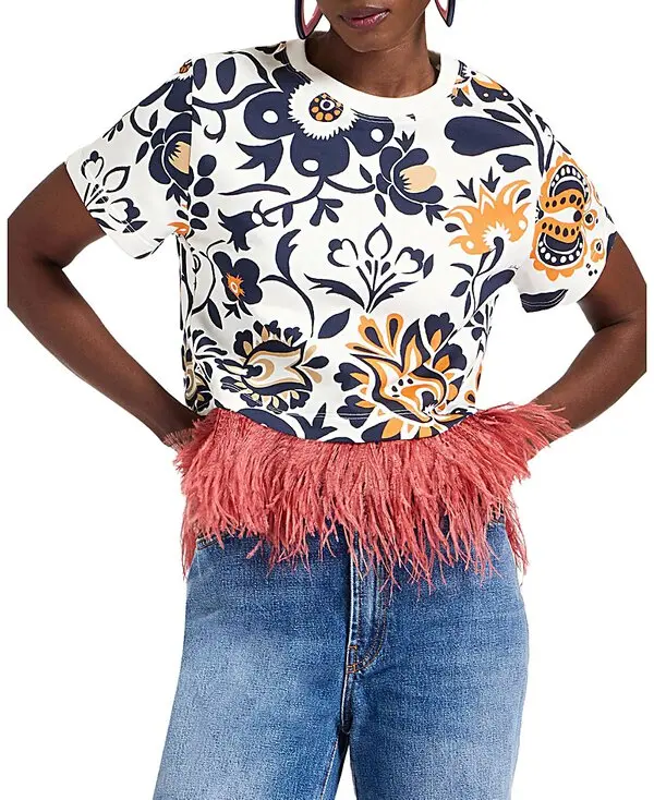 La DoubleJ La Scala Feathered Tee - Selva White